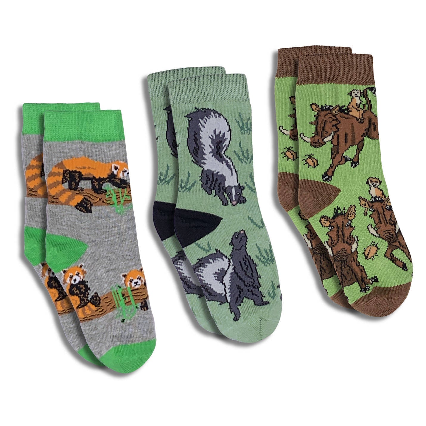 Red Panda, Skunk and Warthogs Kids Socks – Good Luck Sock