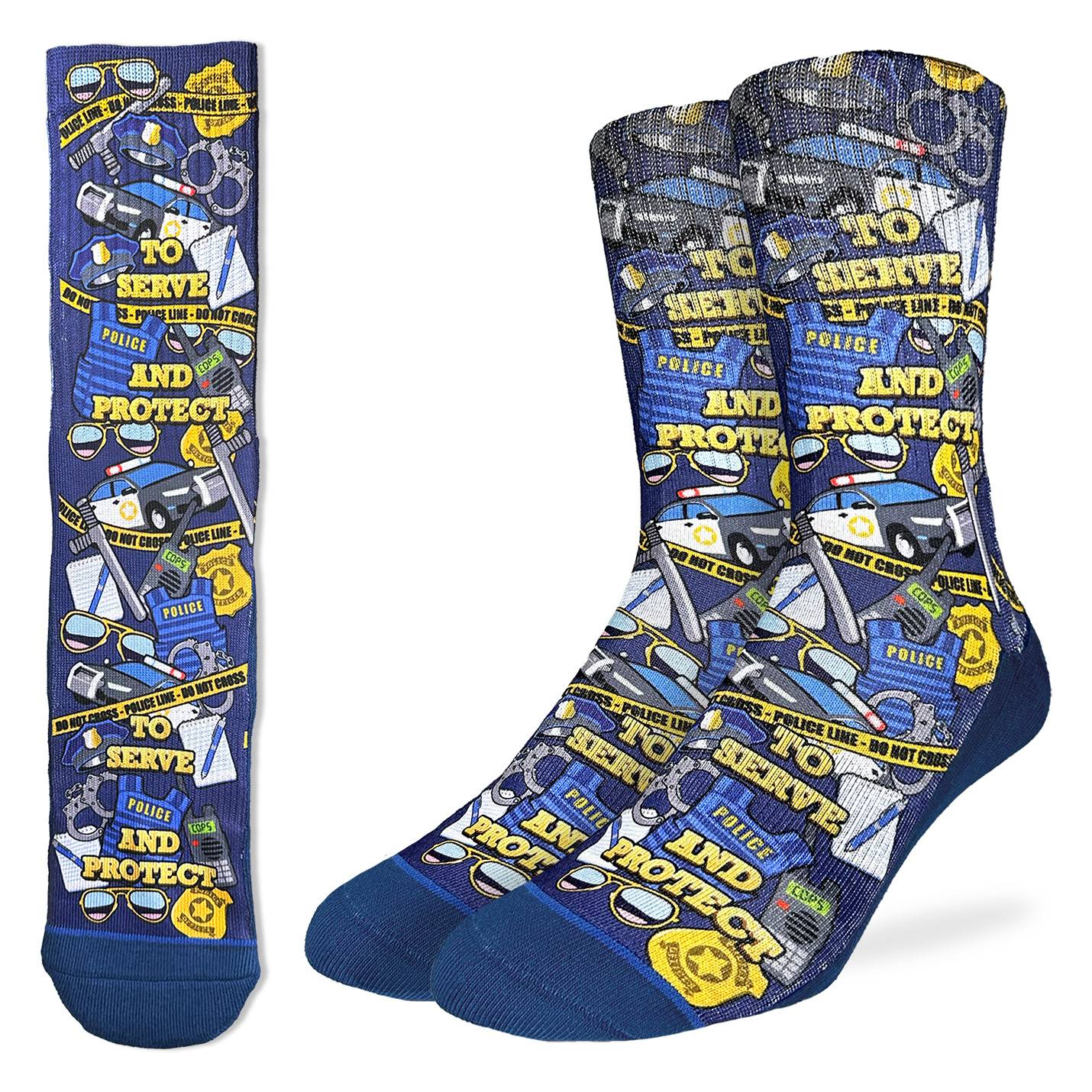 Men's Police, To Serve and Protect Socks – Good Luck Sock