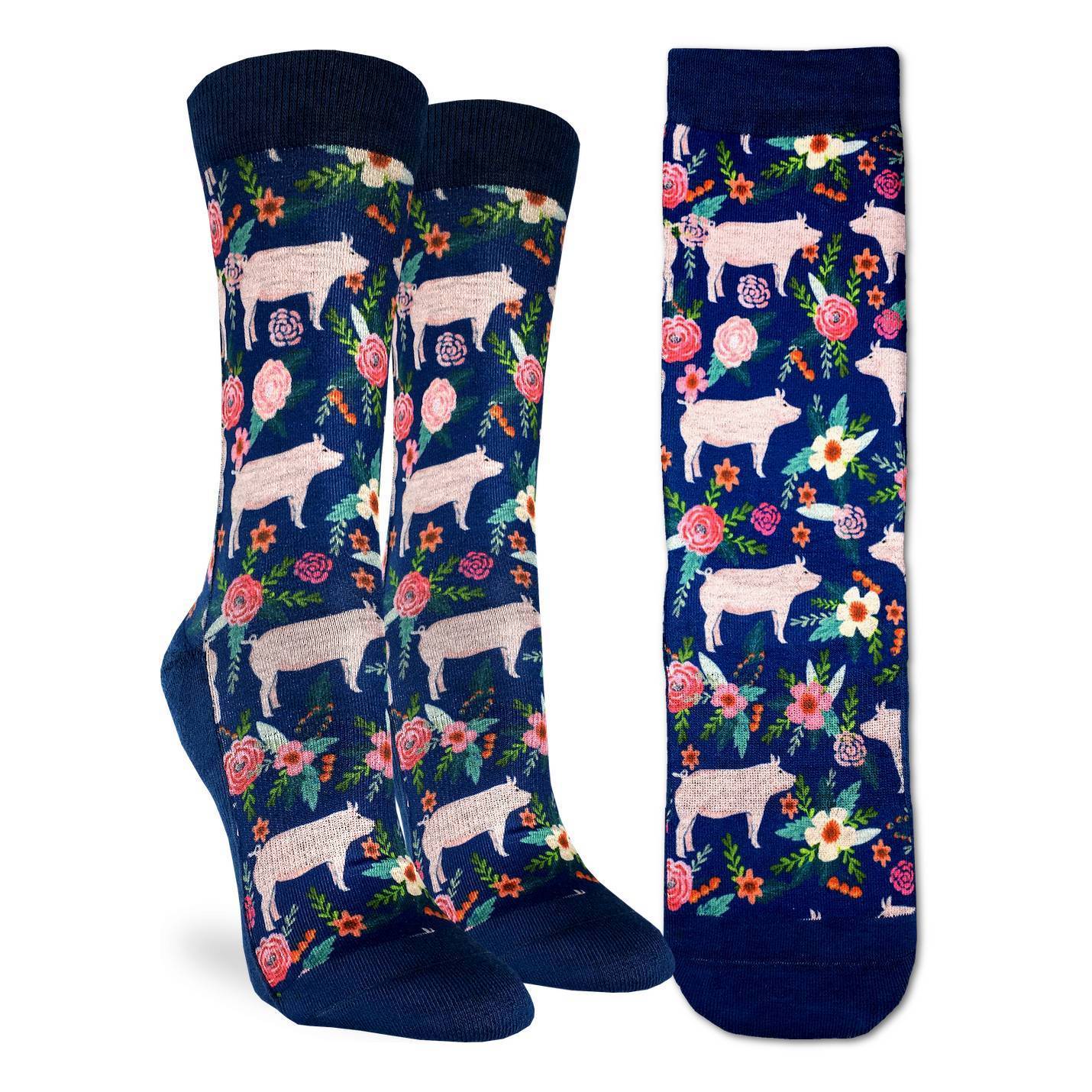 Women's Floral Pigs Socks – Good Luck Sock